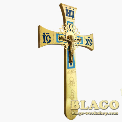 Хрест напрестольний мальтійський латунний, емаль 18х1,2х32 см
